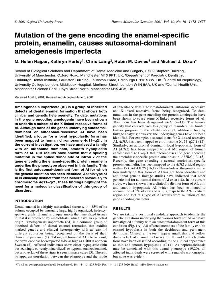Hum. Mol. Genet. 2001 Rajpar 1673 7 | PDF | Rna Splicing | Intron