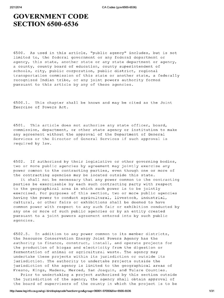 CA Codes (Gov - 6500-6536) | PDF | Taxes | Property Tax