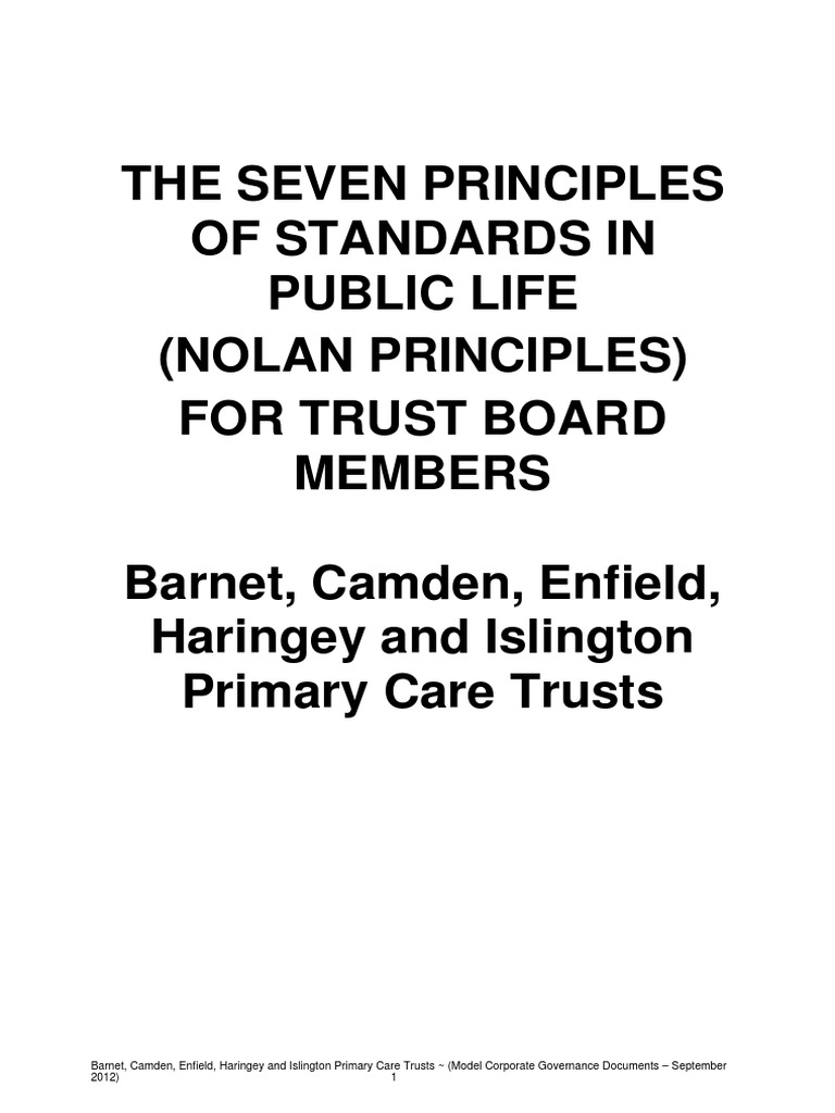 The Seven Standards of Public Life - Nolan Principles | PDF