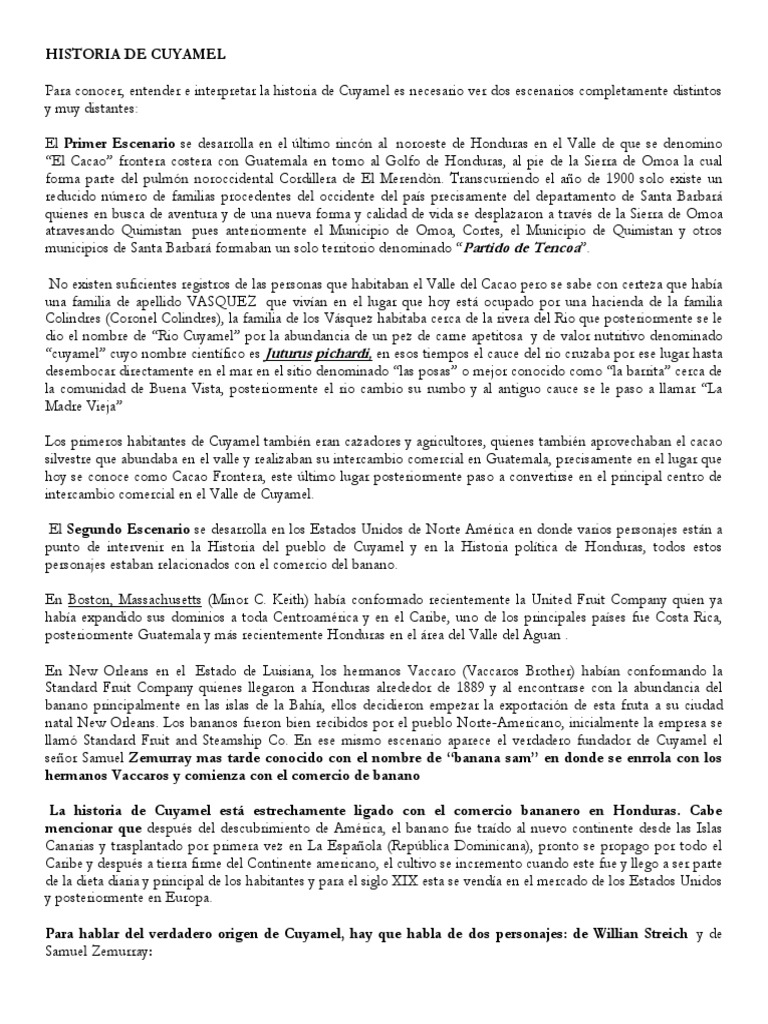 Historia de Cuyamel y su comercio bananero | PDF