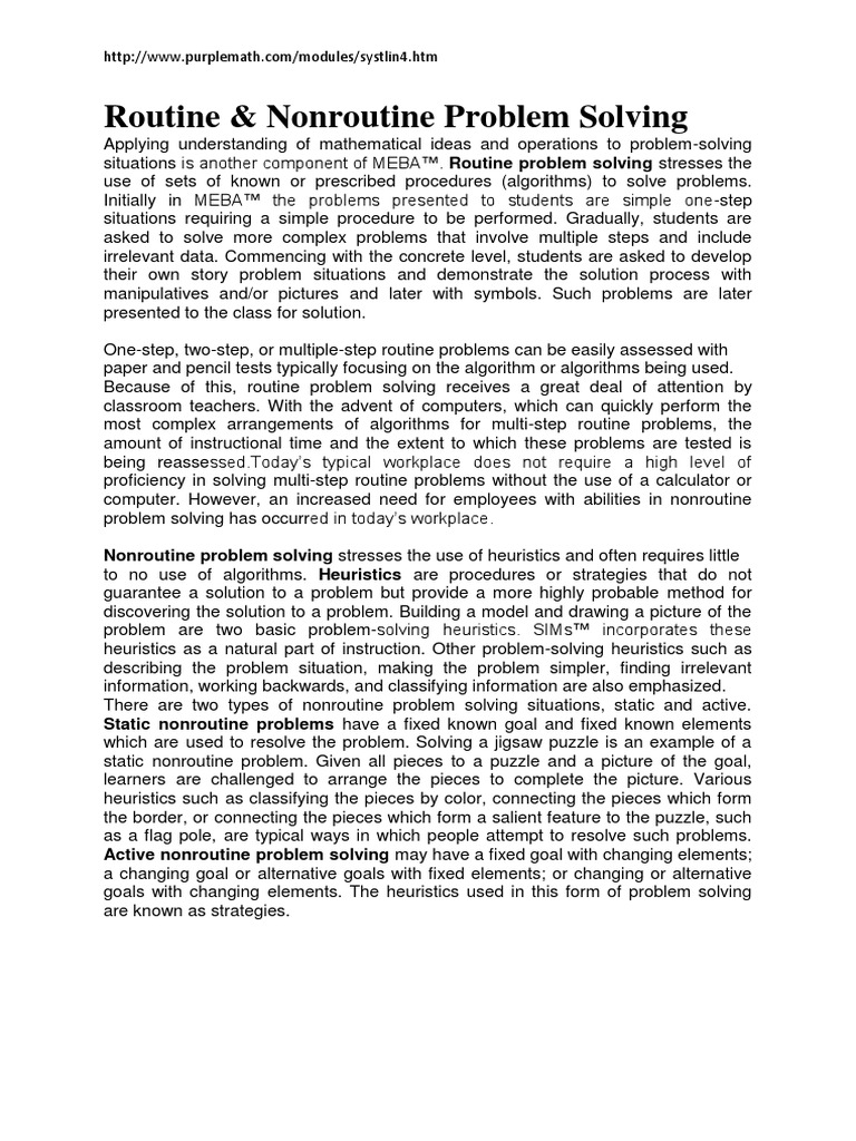 Routine & Nonroutine Problem Solving: Nonroutine Problem Solving ...