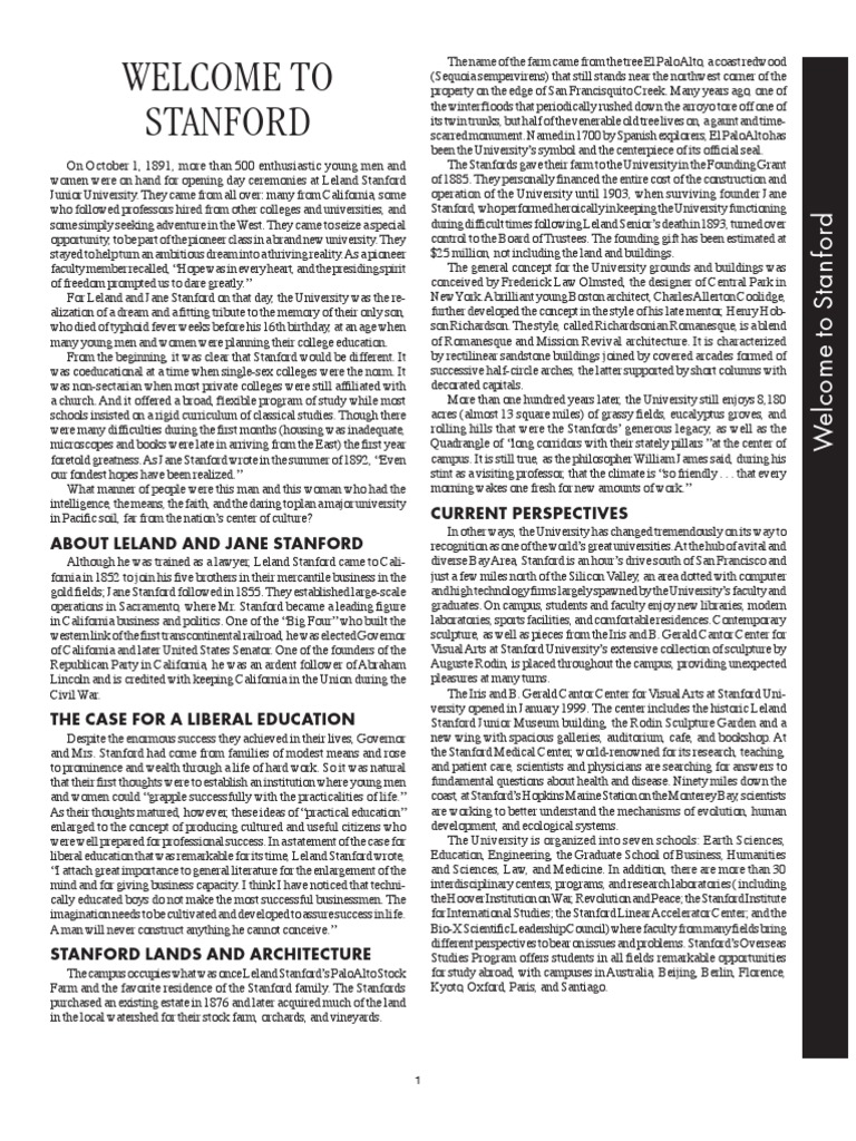 Welcome To Stanford | PDF | Stanford University | California