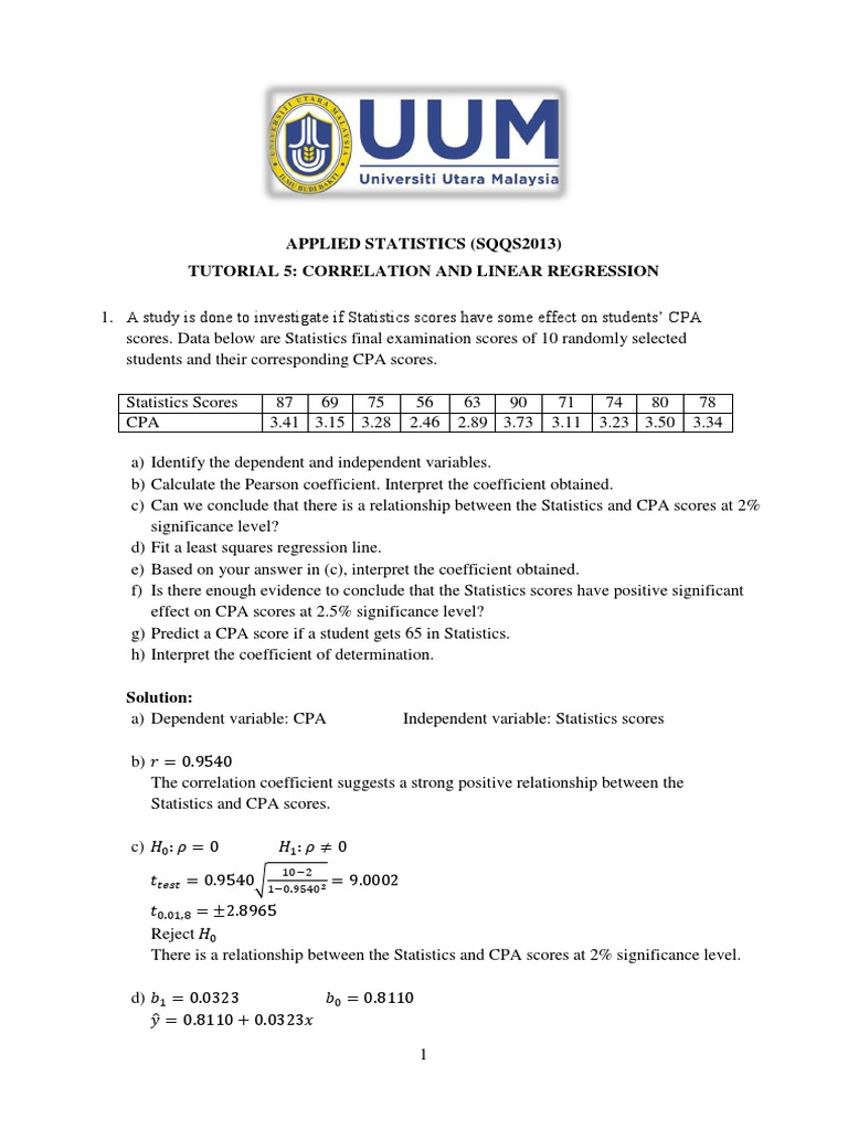 Correlation and Regression Analysis Tutorial | PDF | Correlation And ...
