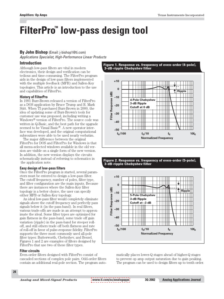 TI - FilterPro Low-Pass Design Tool | PDF | Amplifier | Operational ...