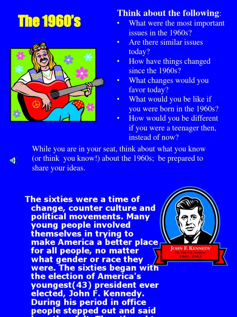 The 1960s Presentation | PDF | Rock Music | John F. Kennedy