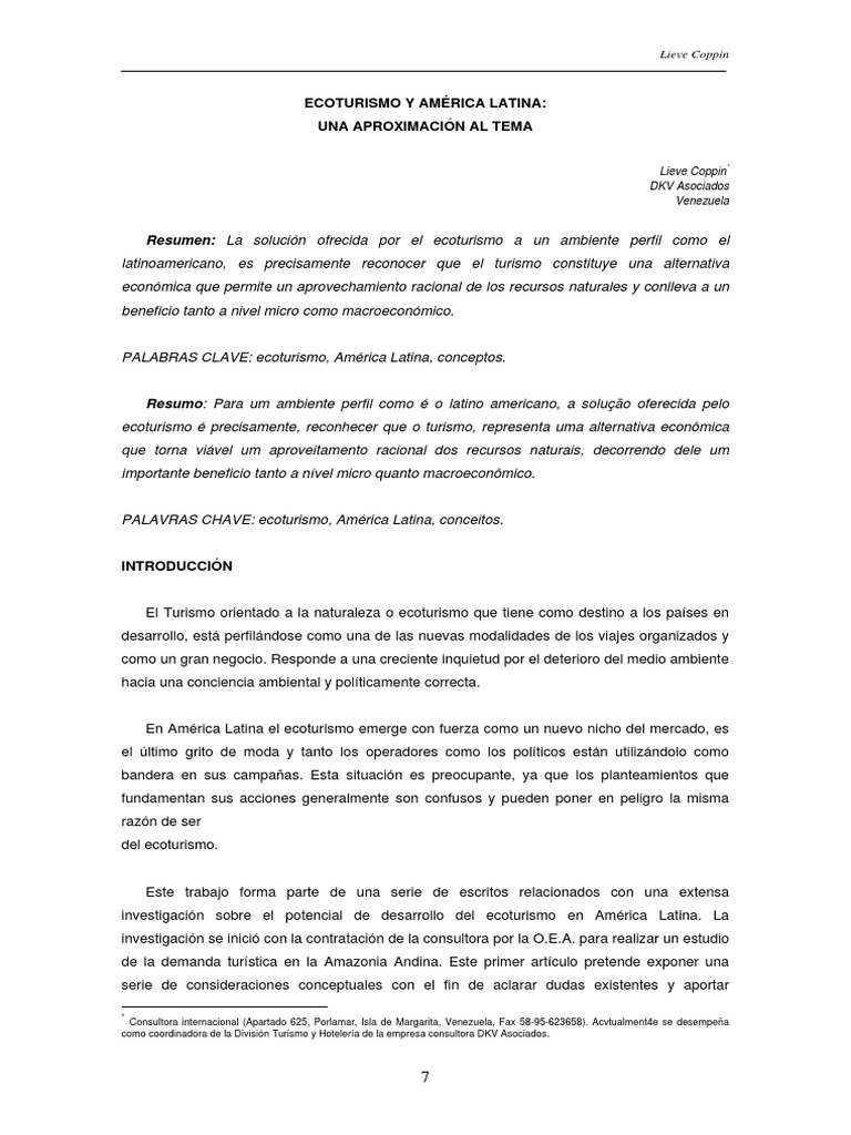 Ecoturismo y America Latina | PDF
