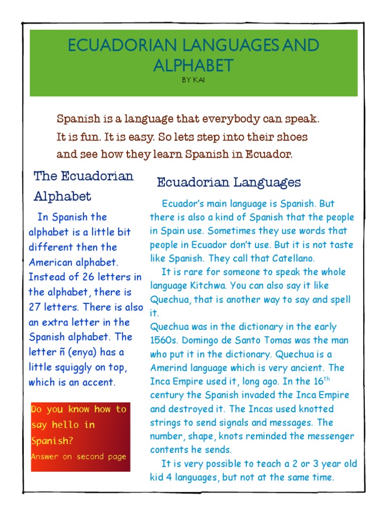 Ecuadorian Languages and Alphabet Guide | PDF | Spanish Language | Alphabet