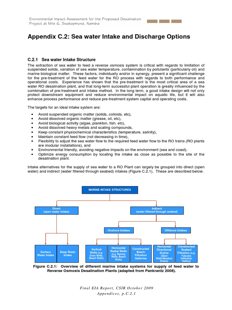 A Comparison of Sea Water Intake Structure Options for Reverse Osmosis ...