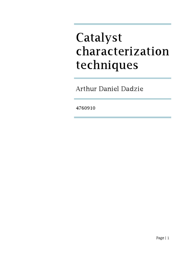 Catalyst Characterization Techniques | PDF | X Ray Crystallography ...