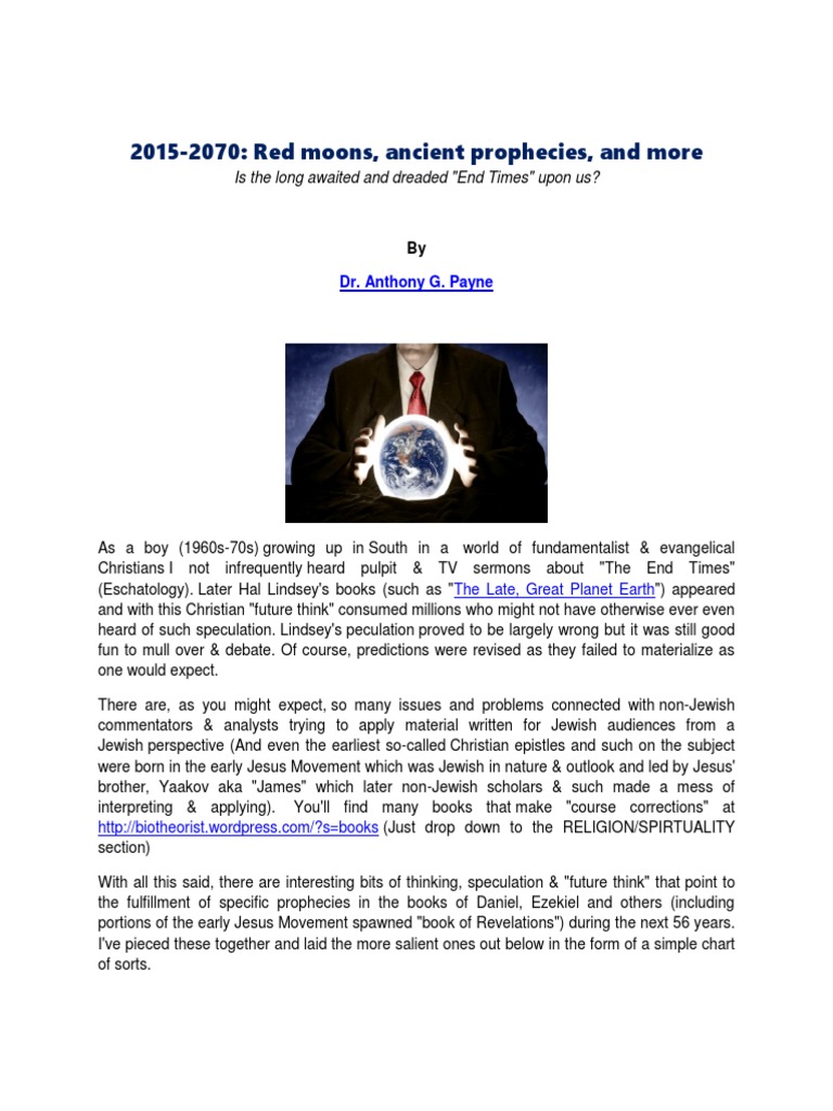 2015-2070: Red Moons, Ancient Prophecies, and More | PDF | End Time ...