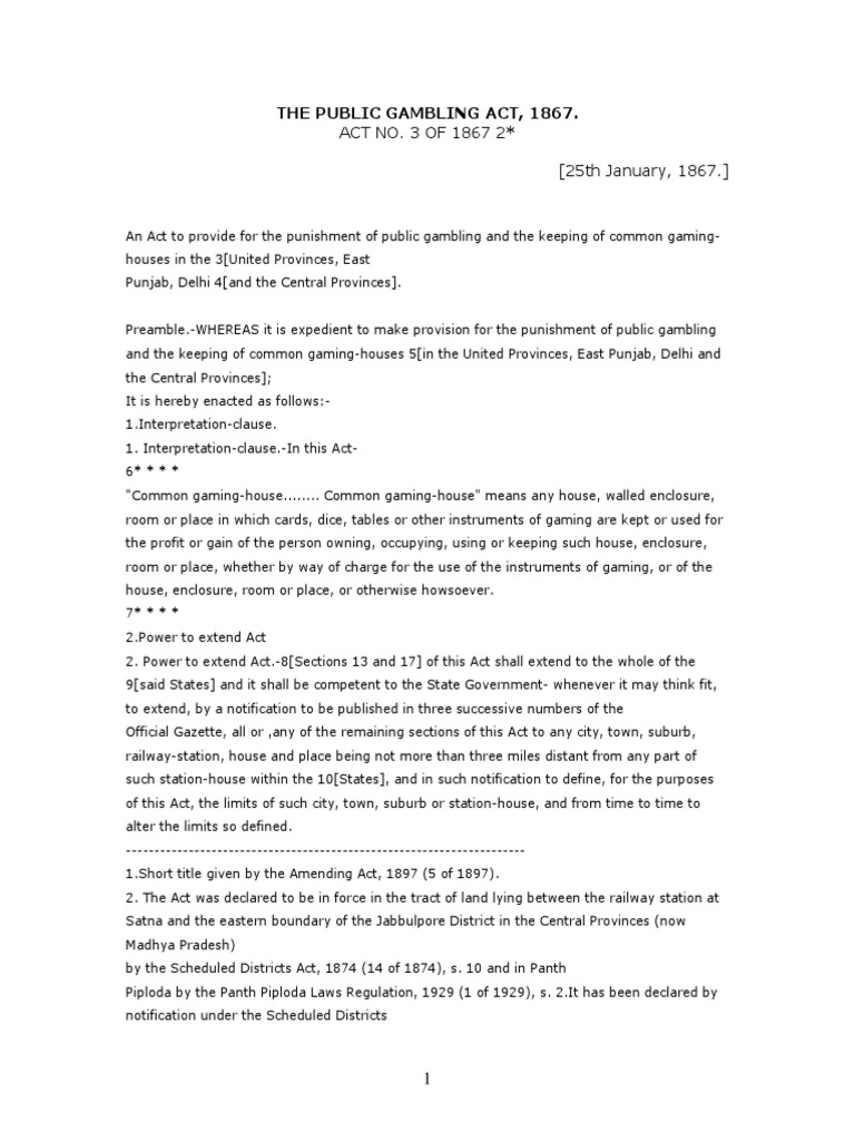 Public Gambling Act 1867 Overview | PDF | Fine (Penalty) | Magistrate