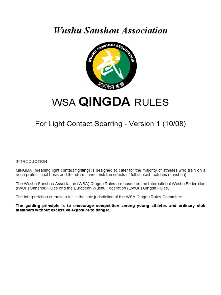Wushu Sanshou Association Qingda Rules - Rules for Light Contact ...