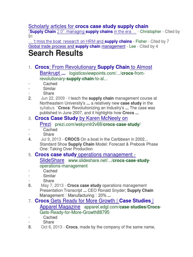Crocs Supply Chain Case Study | PDF | Supply Chain | Economies
