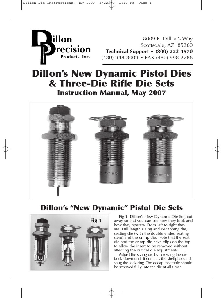 Dillon Die Manual Pistol & Rifle Dies | PDF