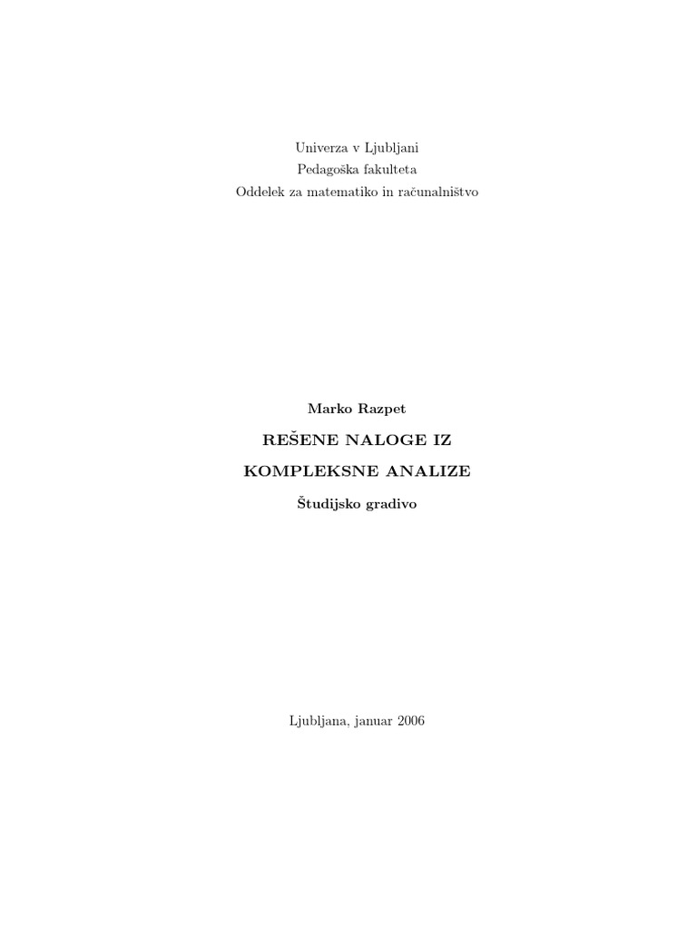 Reseni Zadaci Iz Kompleksne Analize | PDF