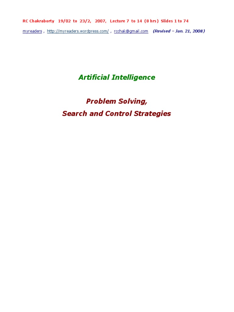 Ai Problem Solving Search and Control Strategies | PDF | Function ...