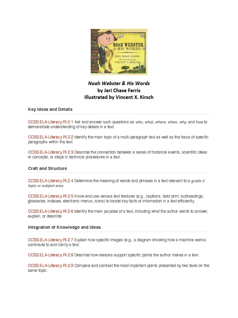 Noah Webster and His Words Discussion Guide | PDF | Dictionary ...