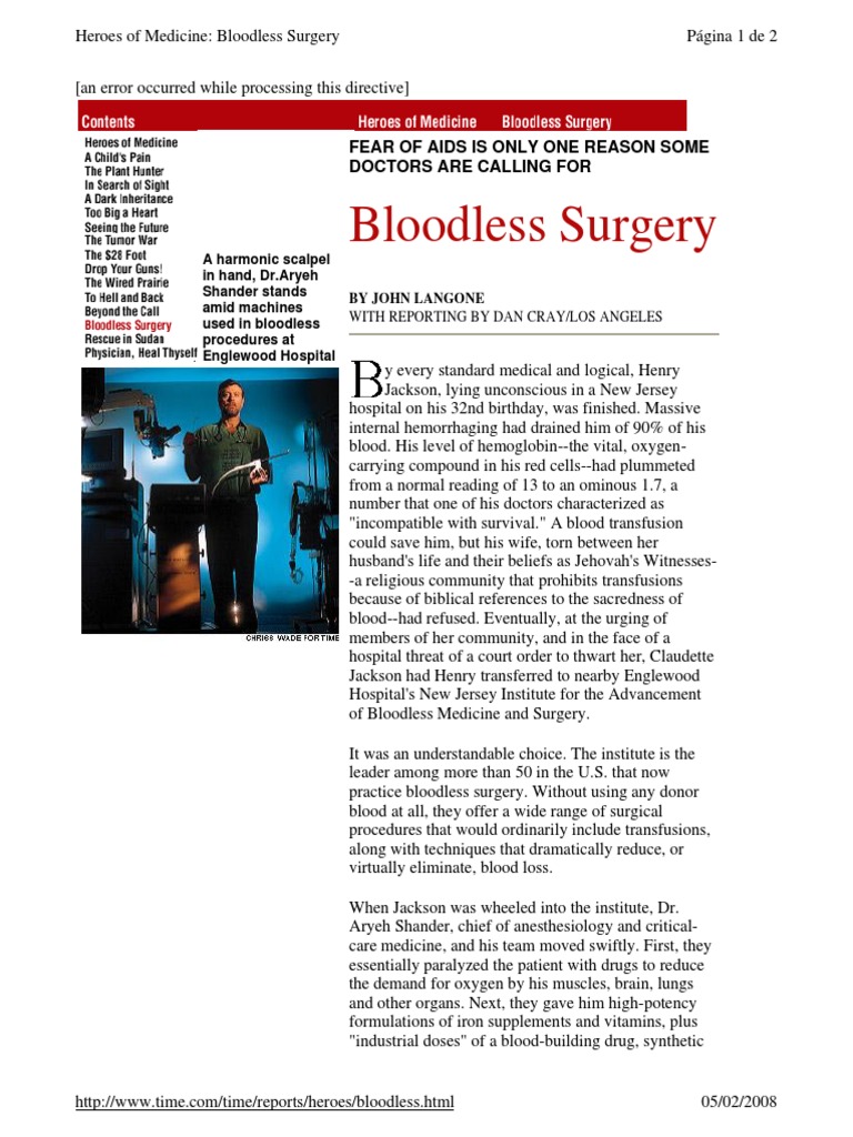 Bloodless Surgery: A Safer Alternative | PDF | Blood Transfusion | Surgery