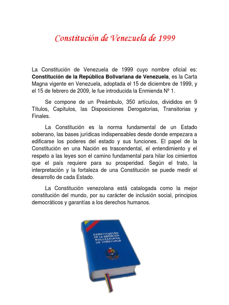 Constitución de Venezuela de 1999 | PDF | Constitución | Venezuela