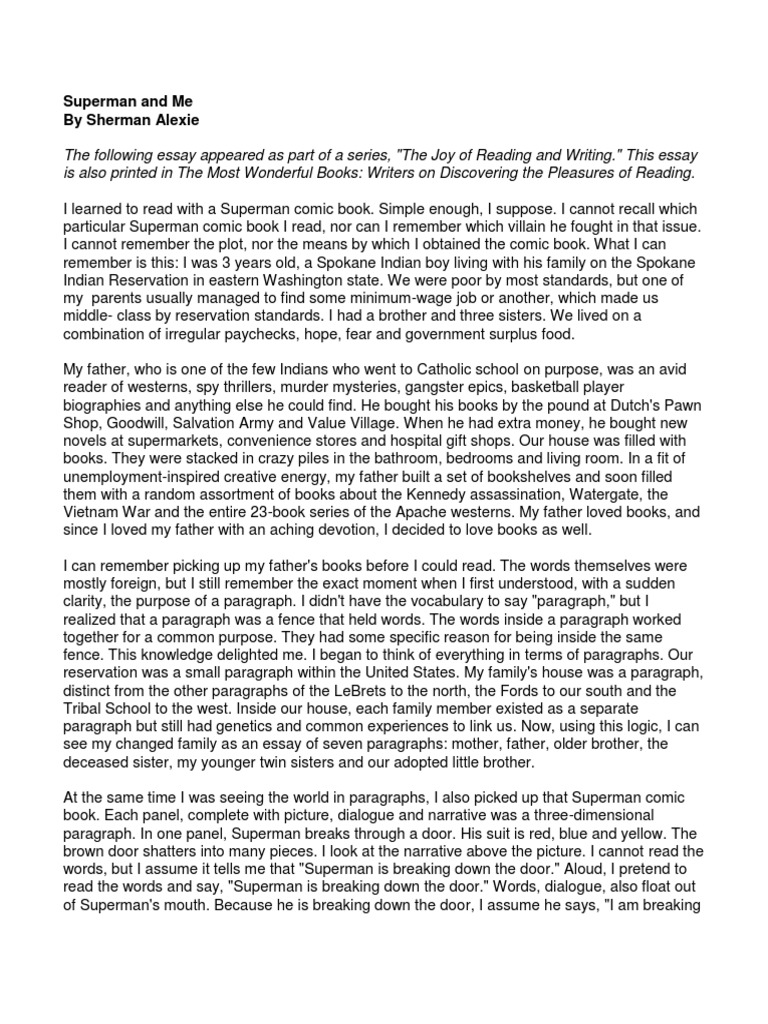 Alexie, Sherman - Superman and Me | PDF | Superman