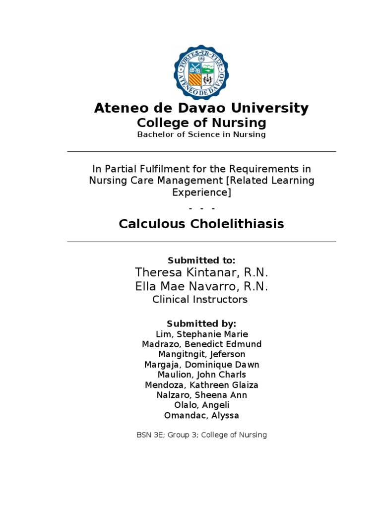 CP On Calculous Cholelithiasis | PDF | Liver | Gallbladder