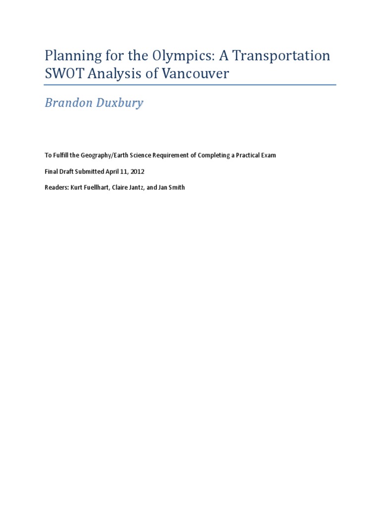 Swot Examples | PDF | Public Transport | Vancouver