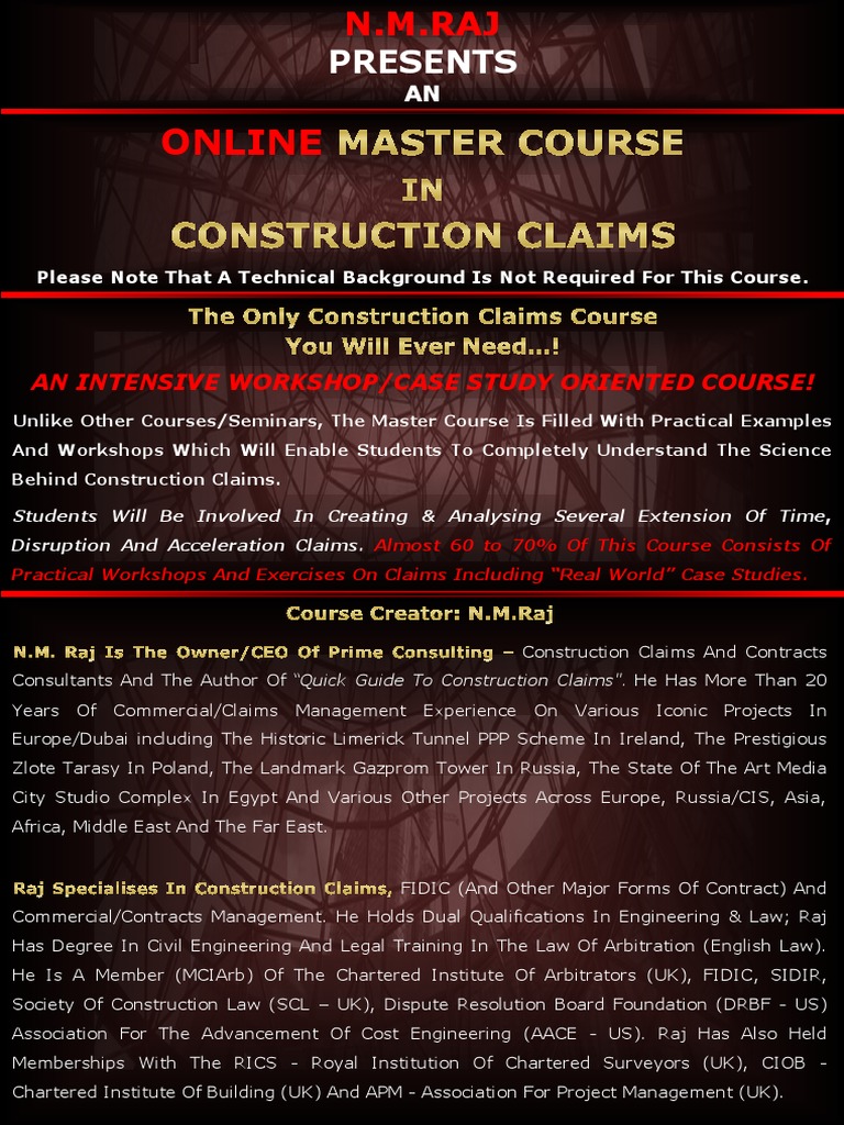 Master Course - Construction Claims - Brochure | PDF | Business