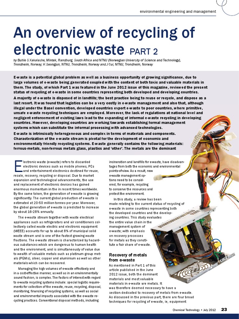 An Overview of Current E-Waste Recycling Methods with a Focus on Metal ...