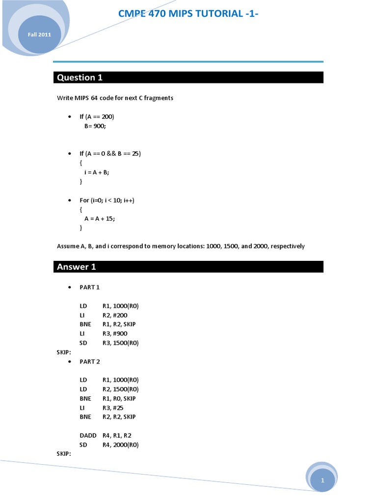 Mips Problems | PDF | Mips Instruction Set | Instruction Set