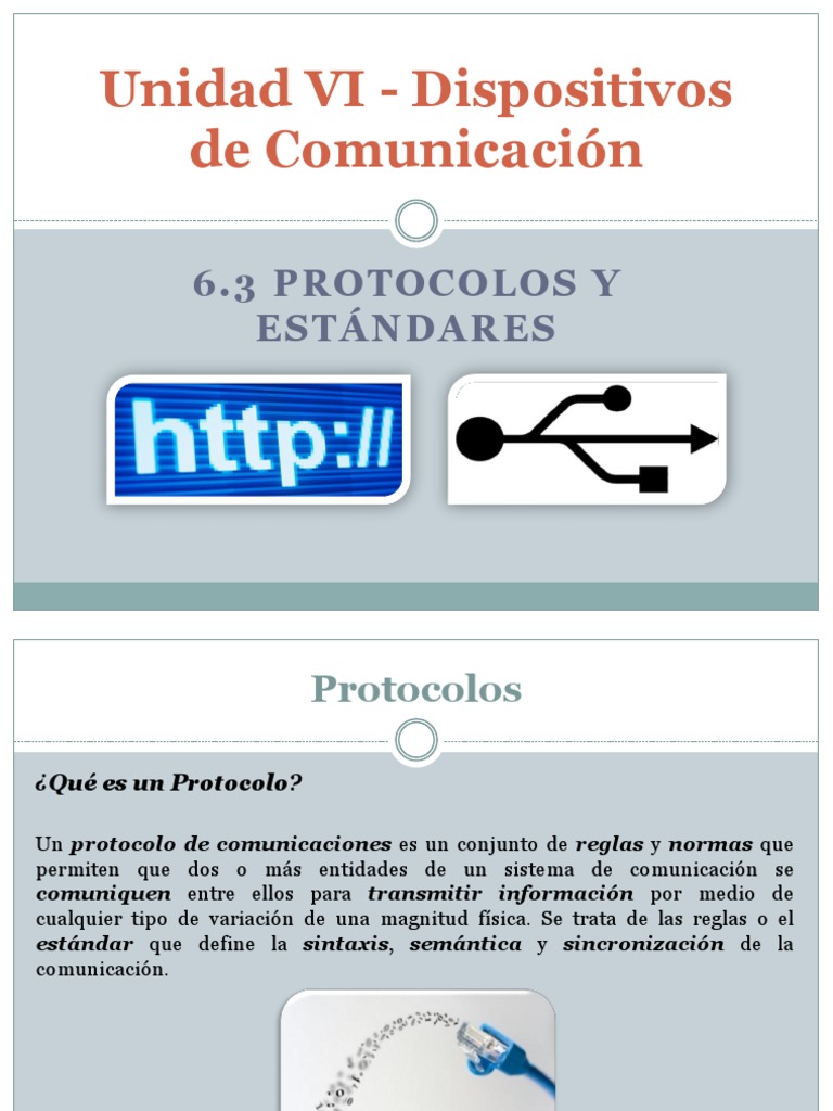Unidad VI - Dispositivos de Comunicación - 6.3 Protocolos y Estándares ...