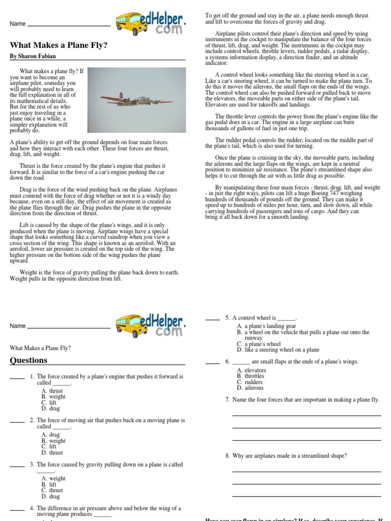 What Makes A Plane Fly - Ed Helper | PDF | Airplane | Flight