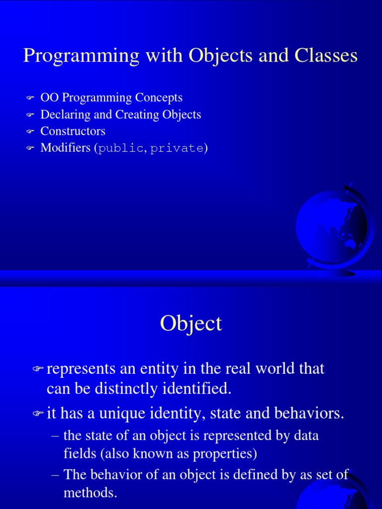 Introduction To Objects Classes Pdf Method Computer Programming Class Computer Programming
