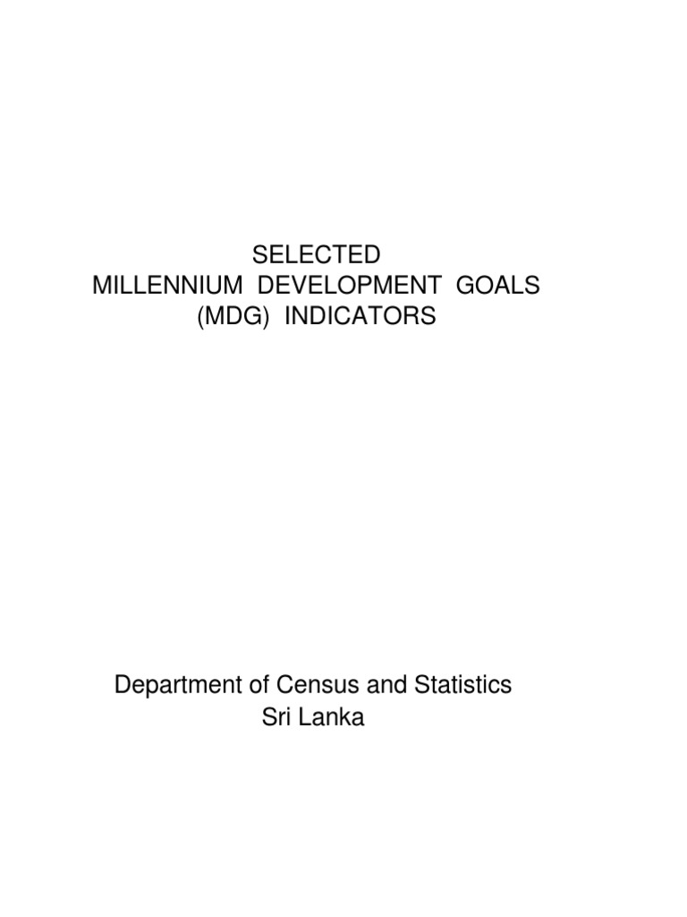 Selected Millennium Development Goals (MDG) Indicators | PDF | Literacy ...