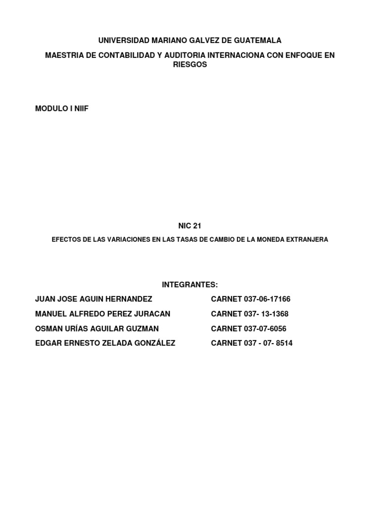 Resumen Nic 21 | PDF | Tipo de cambio | normas internacionales de ...