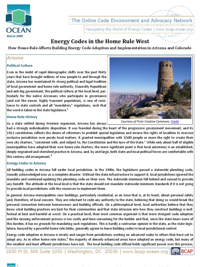 Arizona's Home Rule and Energy Codes | PDF
