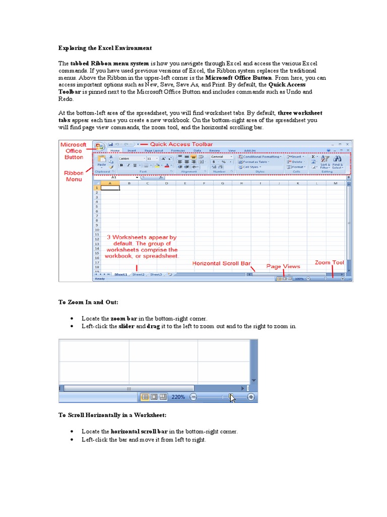 Exploring The Excel Environment | Download Free PDF | Microsoft Excel | Spreadsheet