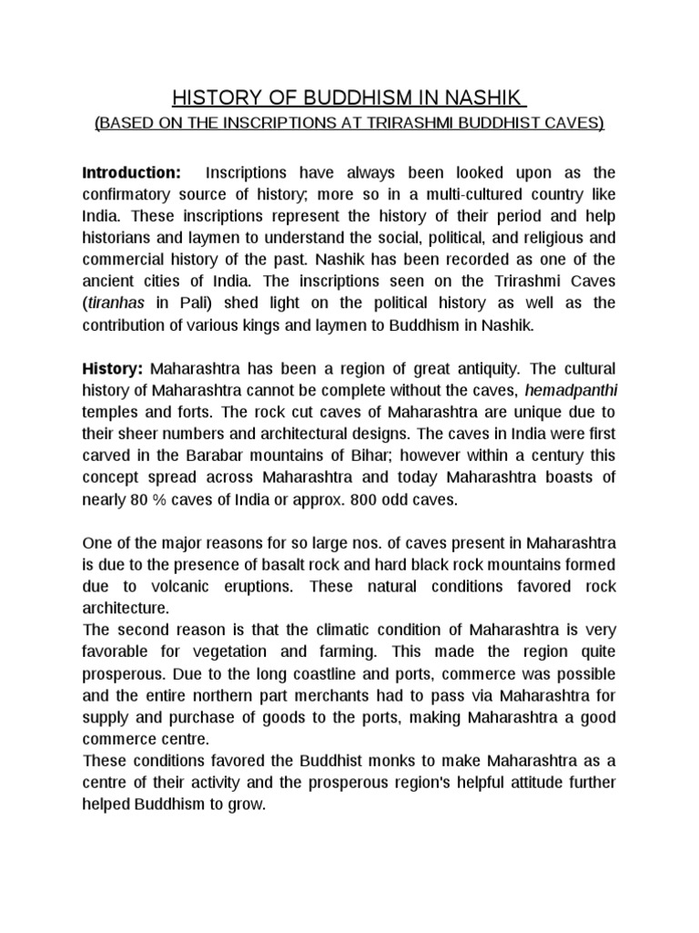 History of Buddhism in Nashik Based On The Inscriptions at Trirashmi ...