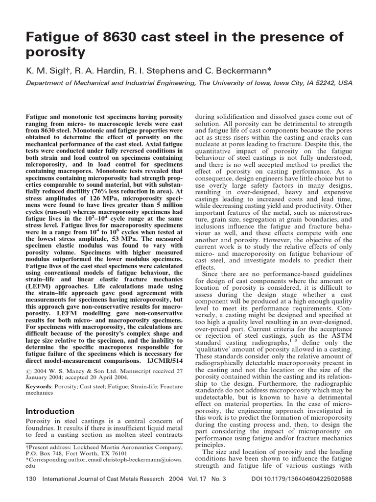 8630 Cast Steel | PDF | Strength Of Materials | Fatigue (Material)