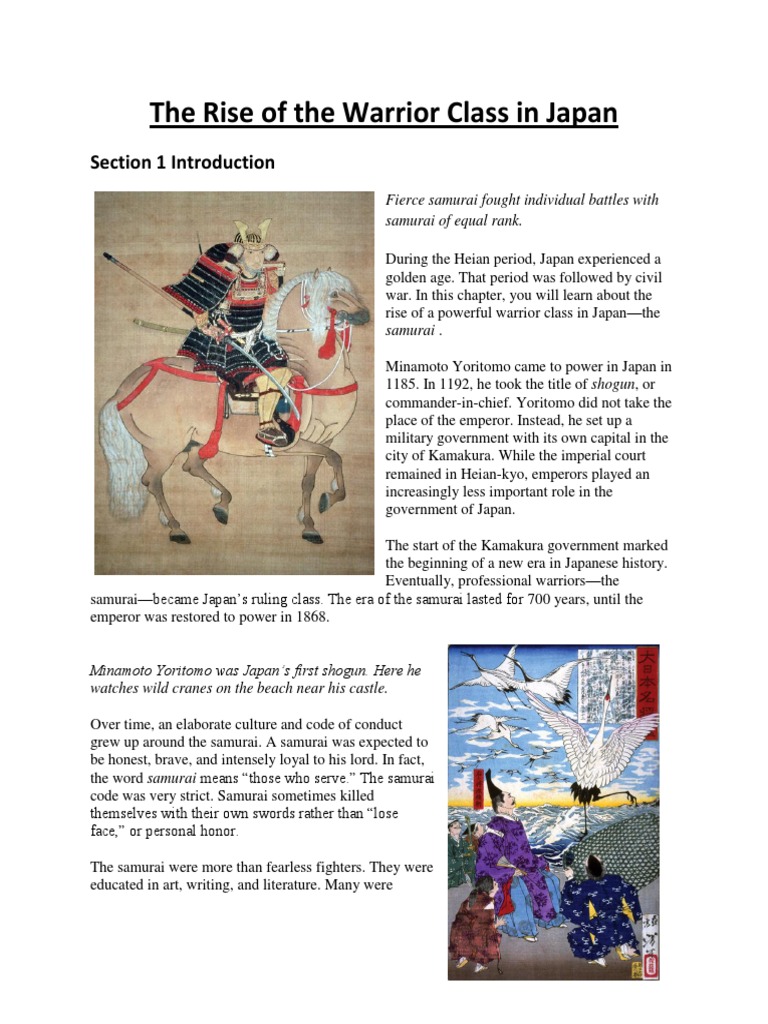The Rise of The Warrior Class in Japan Text | PDF | Samurai | Bushido