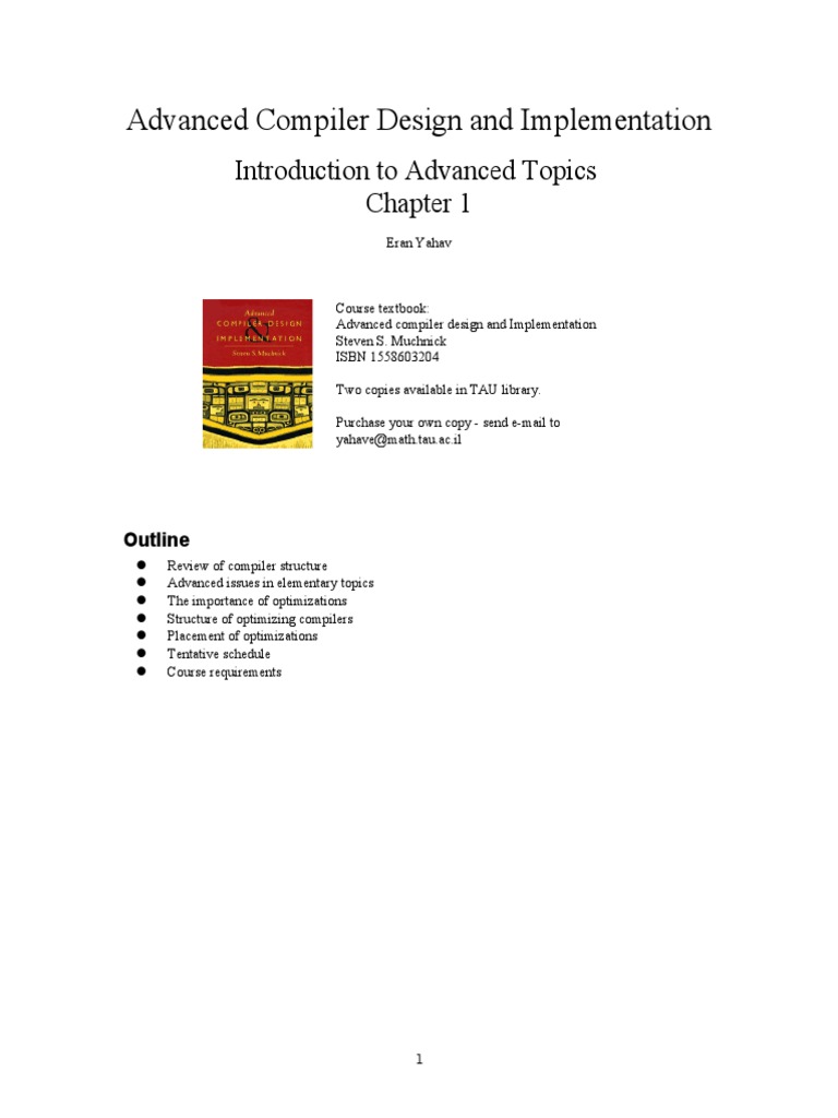 Advanced Compiler Design And Implementation Introduction To Advanced Topics Pdf Compiler 5084