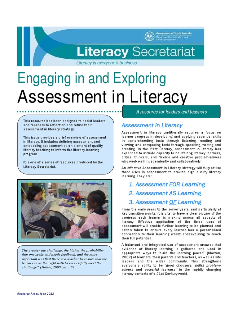 Literacy Assessment Strategies Guide | PDF | Educational Assessment ...