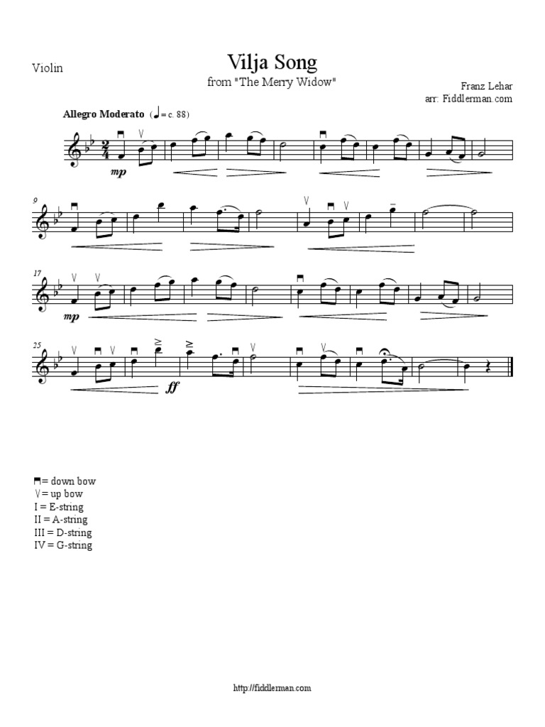 Vilja Song: From "The Merry Widow" Violin | PDF