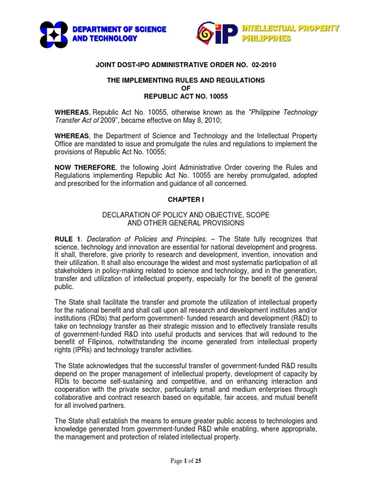 Irr of Ra 10055 | PDF | Traditional Knowledge | Intellectual Property