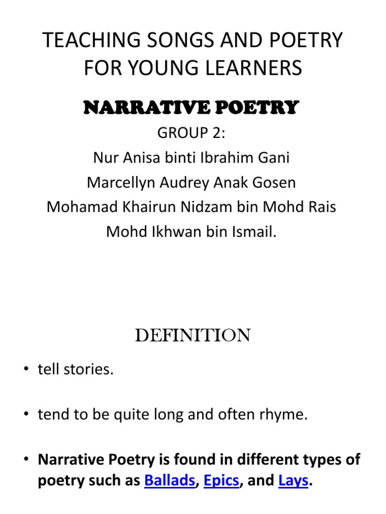 Kids' Narrative Poetry Exploration | PDF | Poetry