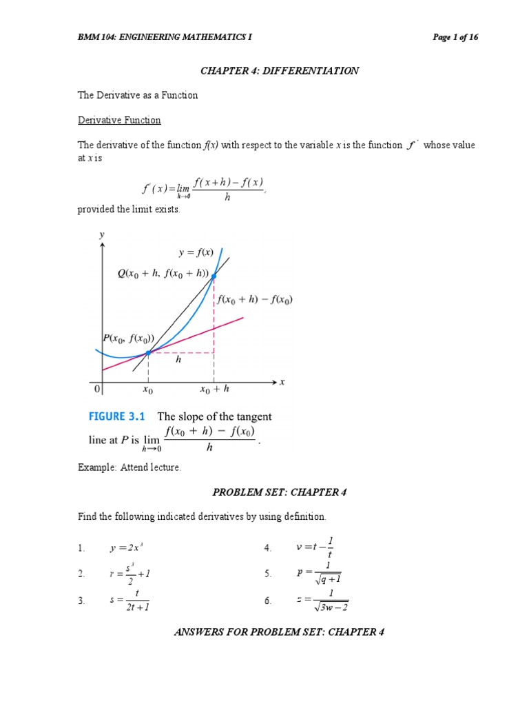 Chapter 4 Differentiation Pdf Monotonic Function Maxima And Minima