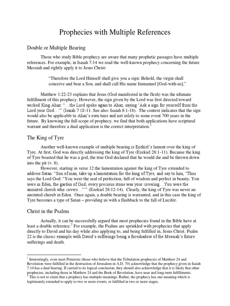 Prophecies With Multiple References | PDF | Bible Prophecy | Great ...