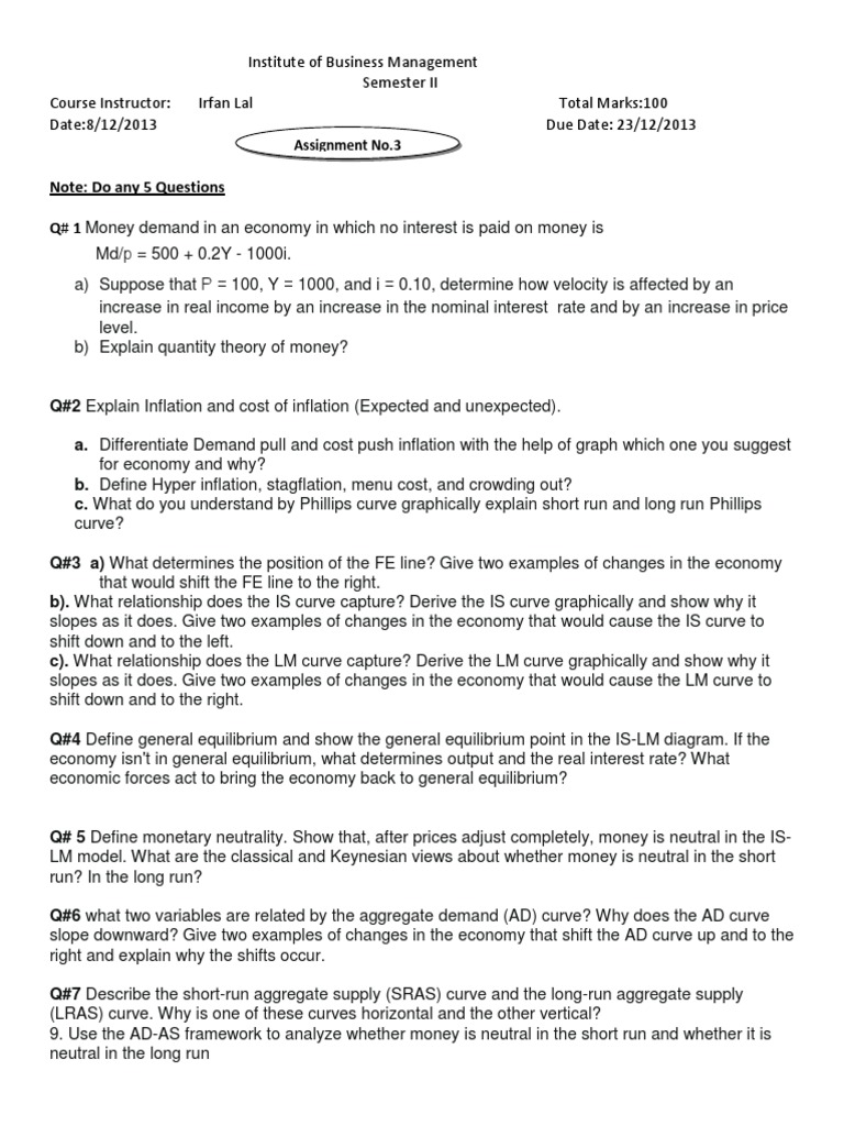 IOBM Question Paper | PDF | Long Run And Short Run | Monetary Economics