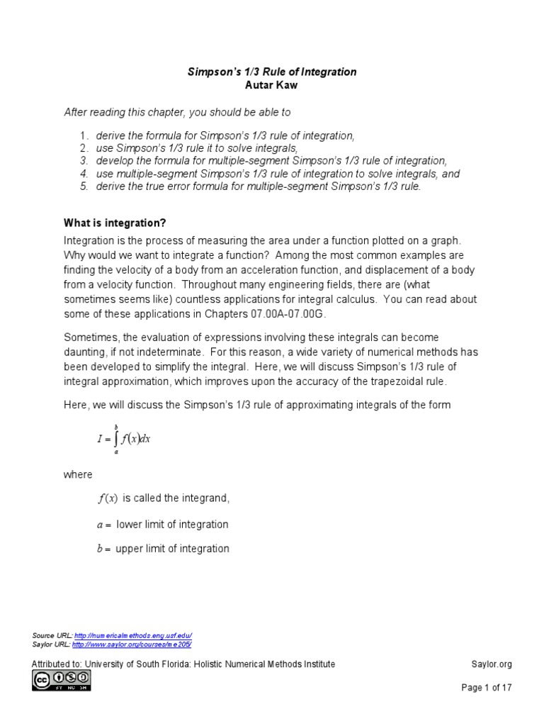 Simpson Rule | PDF