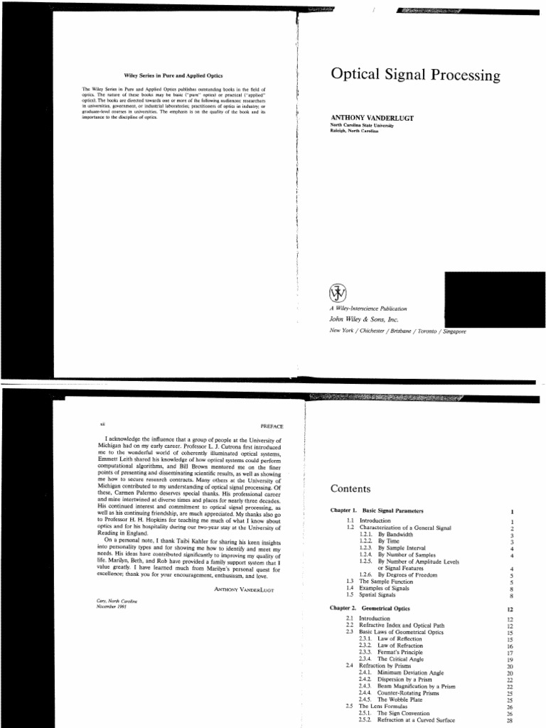 (Vanderlugt A.) Optical Signal Processing | PDF
