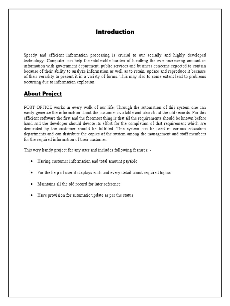 Post Office Management System Overview | PDF | Inheritance (Object ...